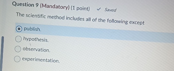Question 9 (Mandatory) (1 ﻿point) ﻿SavedThe | Chegg.com