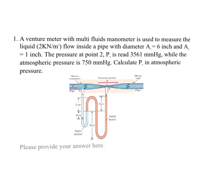 Solved 1. A venture meter with multi fluids manometer is | Chegg.com