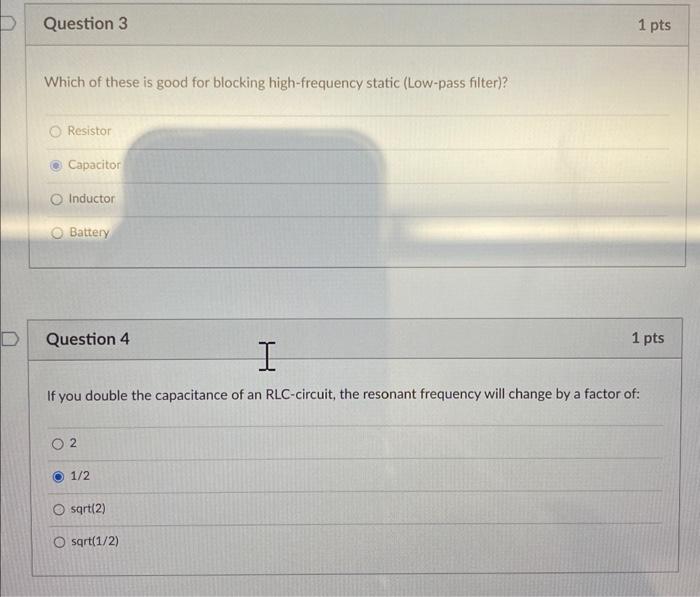 Solved Which of these is good for blocking high-frequency | Chegg.com