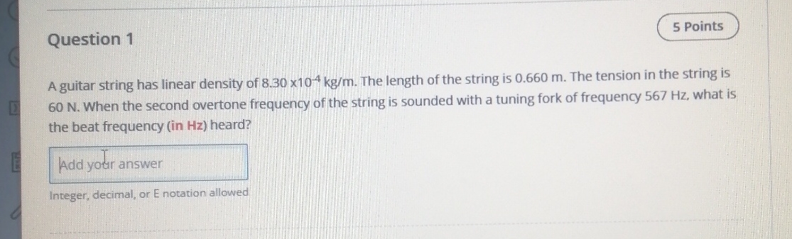 Solved Question 1A guitar string has linear density of | Chegg.com