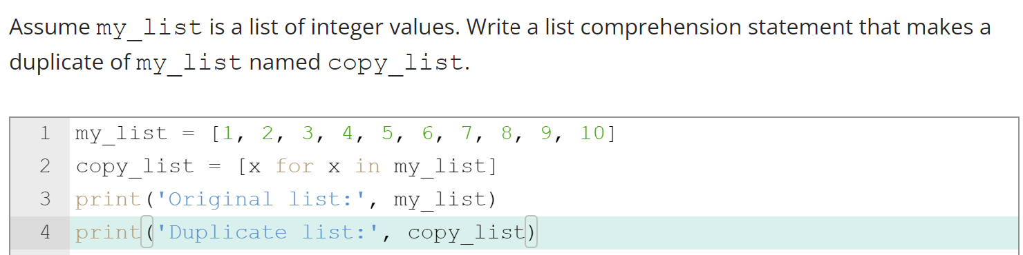 Solved Assume my_list is a list of integer values. Write a | Chegg.com