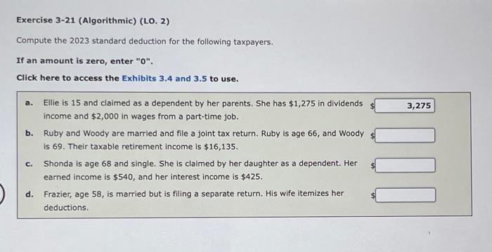 Solved Exercise 3-21 (Algorithmic) (LO. 2) Compute the 2023 | Chegg.com