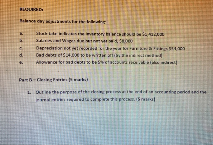 Solved a. Prepare Balance Day adjustments in General Journal | Chegg.com