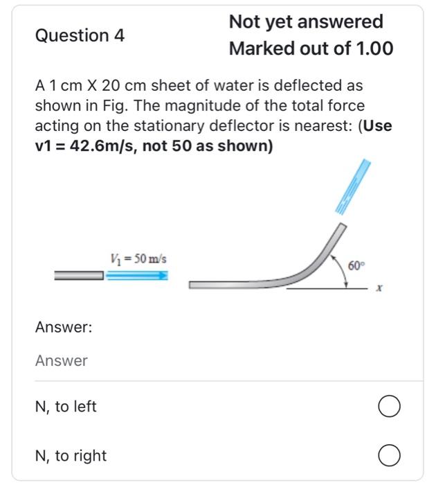 Solved Asheet of water is deflected as shown in Fig. The | Chegg.com