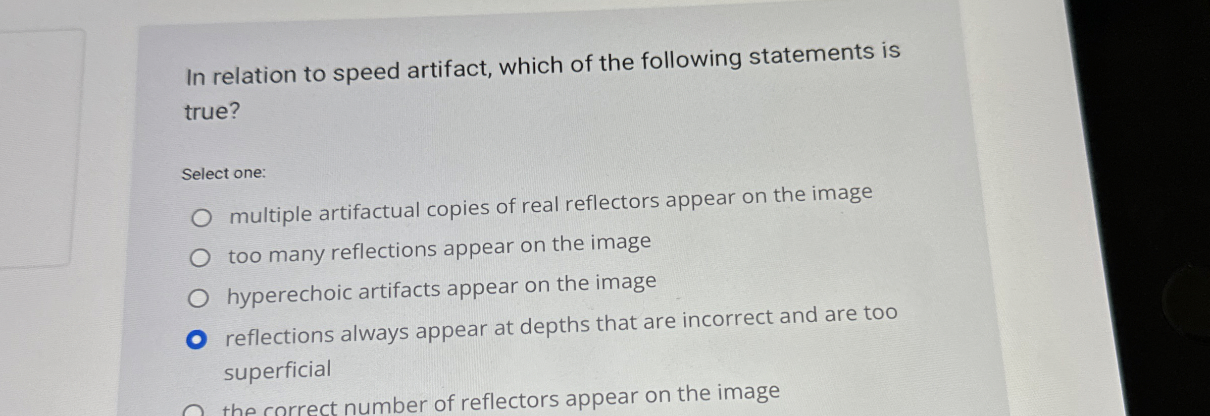 Solved In relation to speed artifact, which of the following | Chegg.com