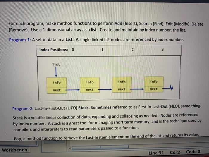 Solved For Each Program Make Method Functions To Perform