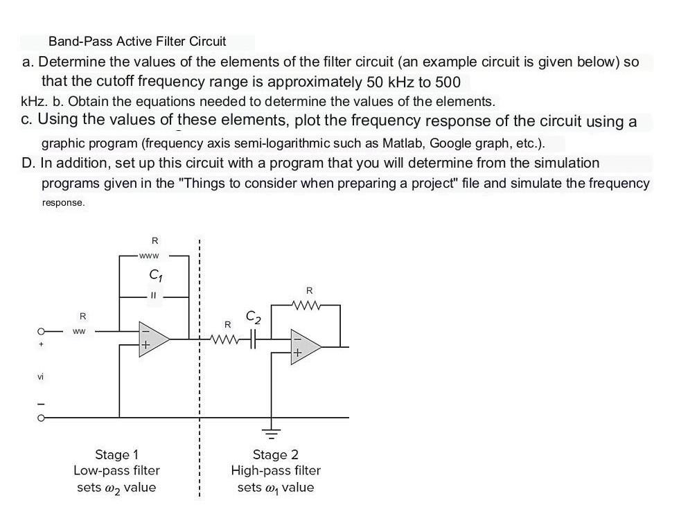 Solved Band-Pass Active Filter Circuit a. Determine the | Chegg.com
