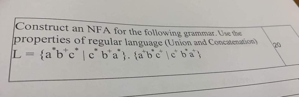 Solved Construct an NFA for the following grammar. Use the | Chegg.com