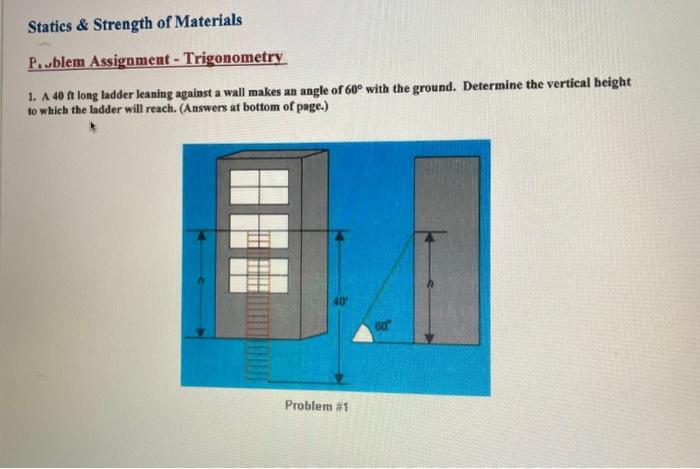 Solved Statics & Strength of Materials P.wblem Assignment - | Chegg.com