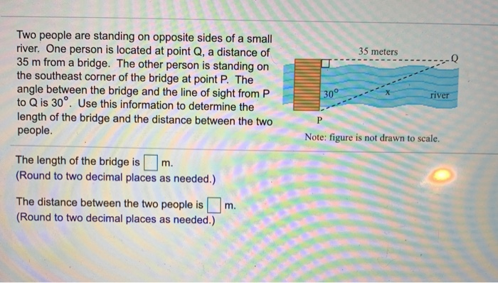 Solved 35 meters Two people are standing on opposite sides | Chegg.com