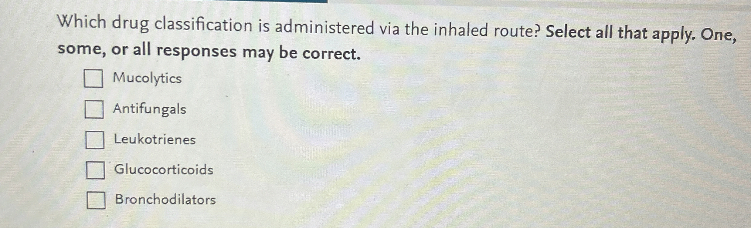 Solved Which drug classification is administered via the | Chegg.com