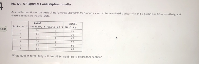 Solved MC Qu. 57 Optimal Consumption bundle Answer the | Chegg.com