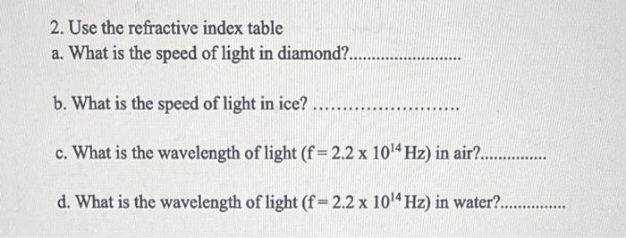 Solved Vair =c= speed of light =3×108 m/s refractive index: | Chegg.com