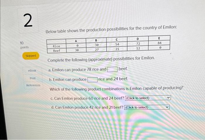 Solved Below table shows the production possibilities for | Chegg.com