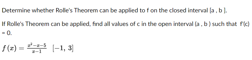 Solved Determine whether Rolle's Theorem can be applied to f | Chegg.com