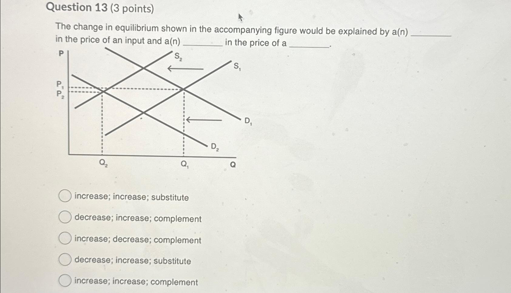 Solved Question 13 (3 ﻿points)The change in equilibrium | Chegg.com