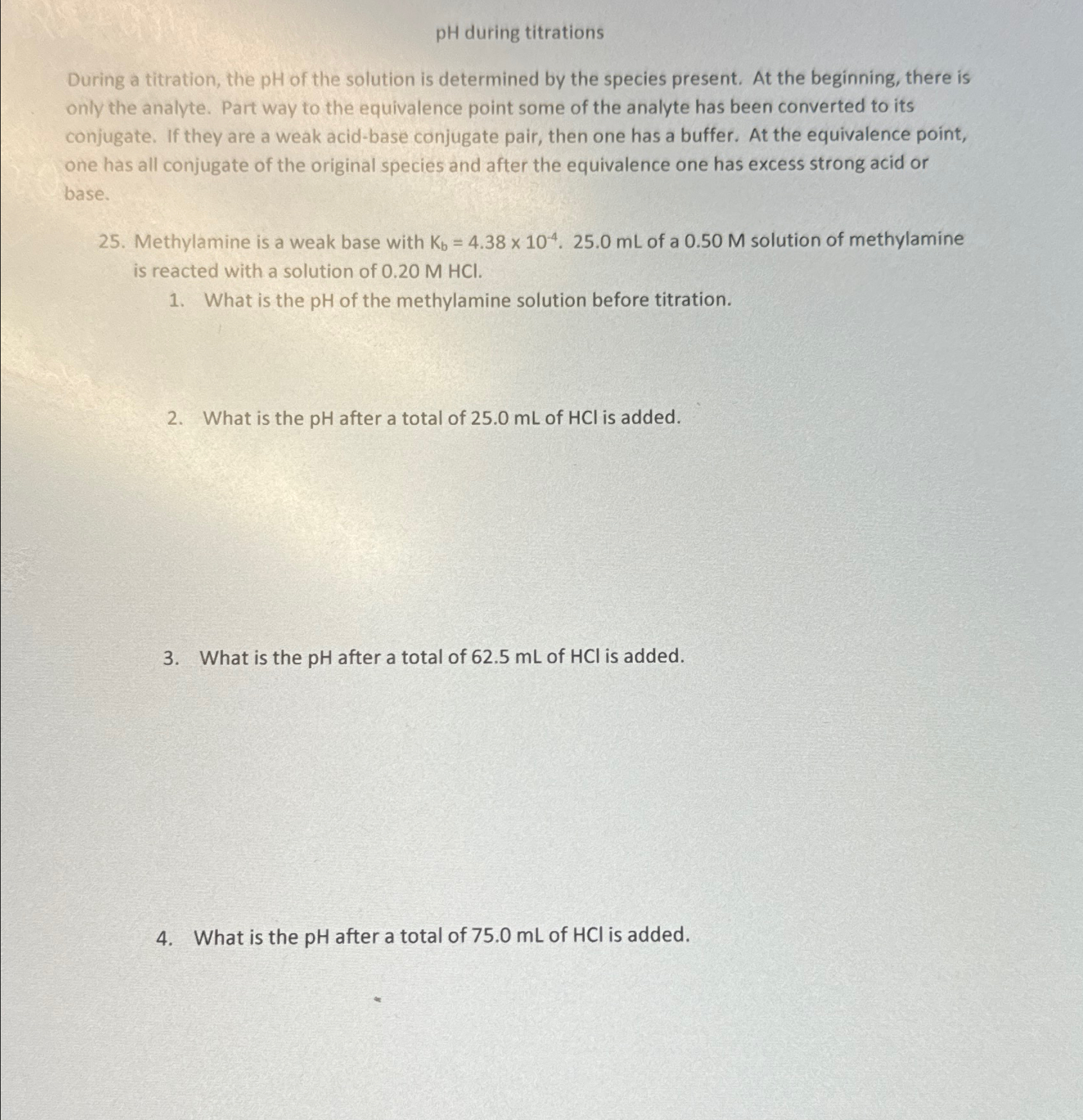 Solved pH ﻿during titrationsDuring a titration, the pH ﻿of | Chegg.com