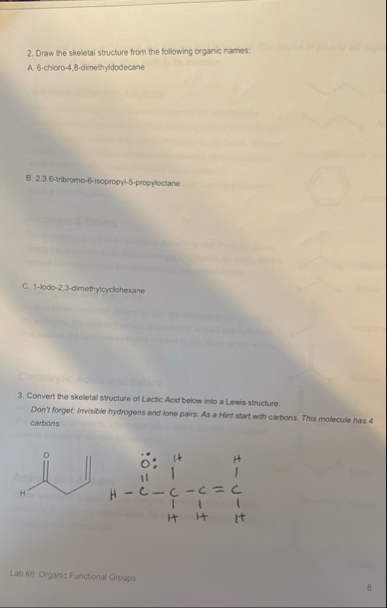 Solved Draw the skeletal structure from the following | Chegg.com