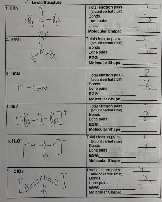 Solved 1. CBr V Lewis Structure BT Br-C-Bri g By: Total | Chegg.com