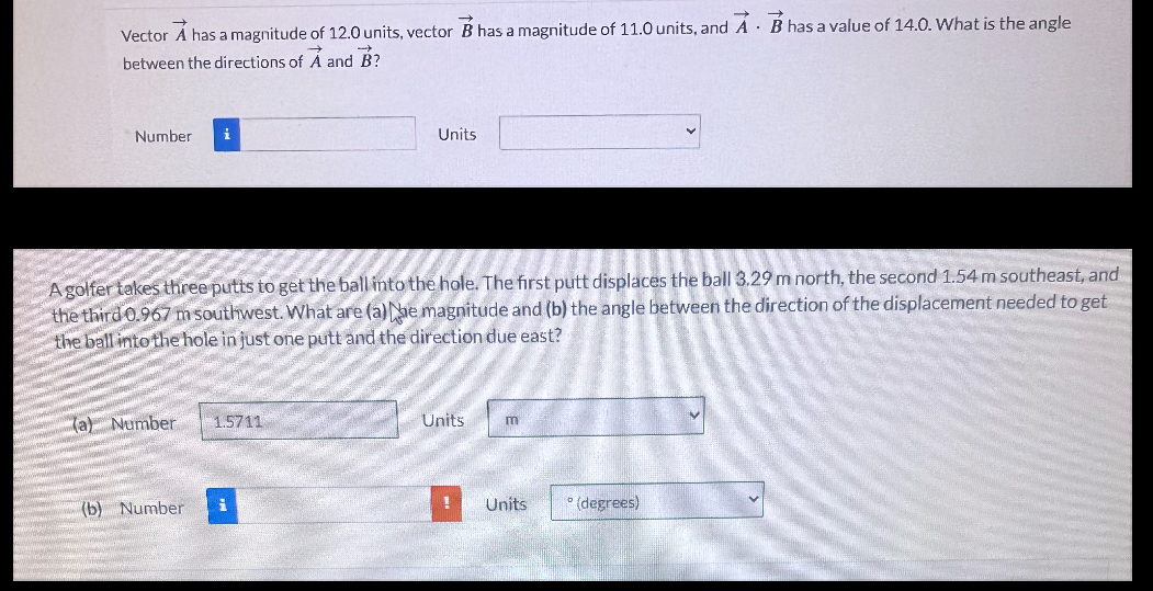 Solved Vector vec(A) ﻿has a magnitude of 12.0 ﻿units, vector | Chegg.com