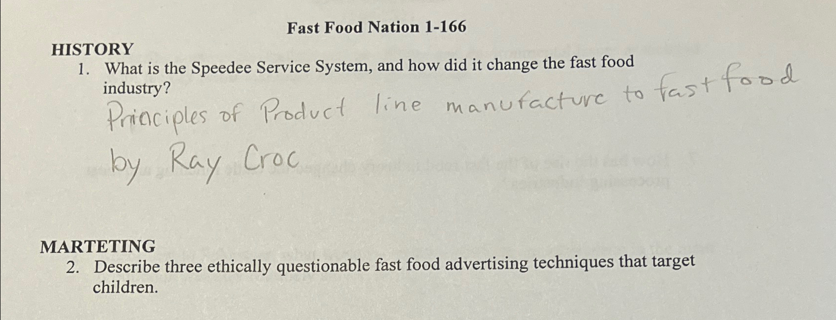 Solved Fast Food Nation 1-166HISTORYWhat is the Speedee | Chegg.com