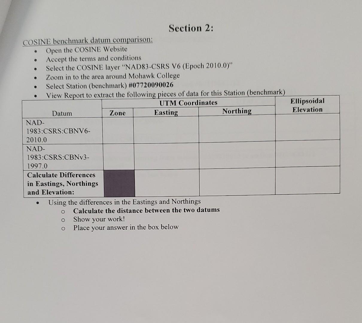 Solved Section 2: COSINE benchmark datum comparison: - Open | Chegg.com