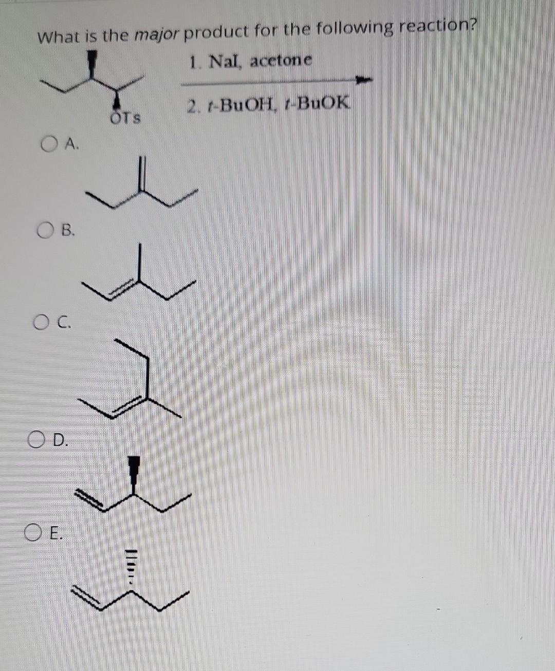 Solved What is the major product for the following reaction? | Chegg.com