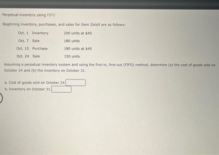 Solved Perpetual inventory using FIFO Beginning inventory, | Chegg.com