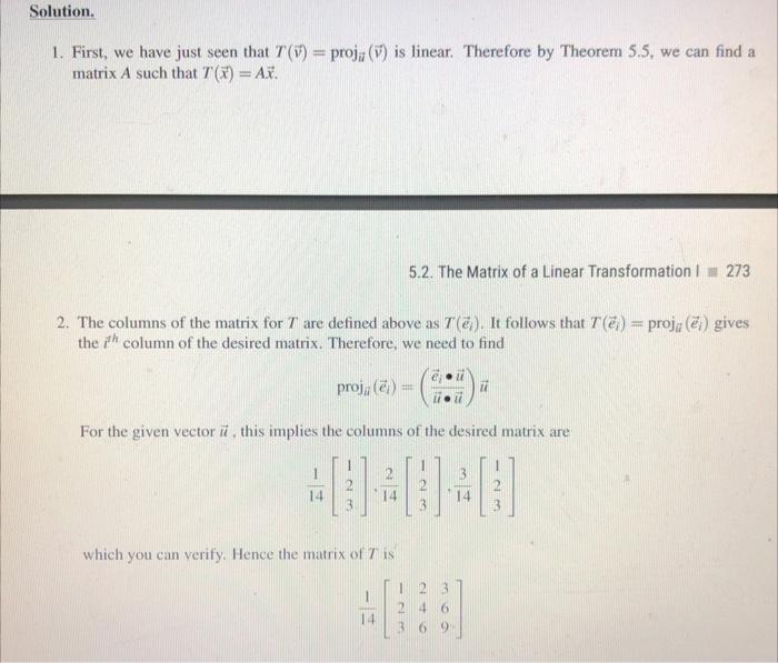 Solved Let u=⎣⎡123⎦⎤ and let T be the projection map T:R3↦R3 | Chegg.com
