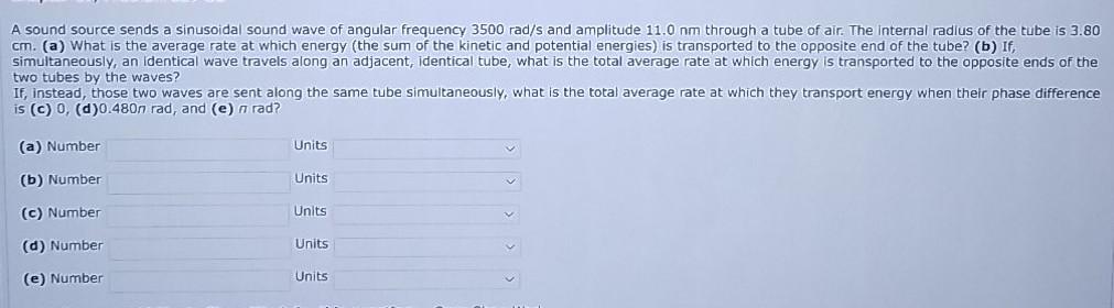 Solved A sound source sends a sinusoidal sound wave of | Chegg.com