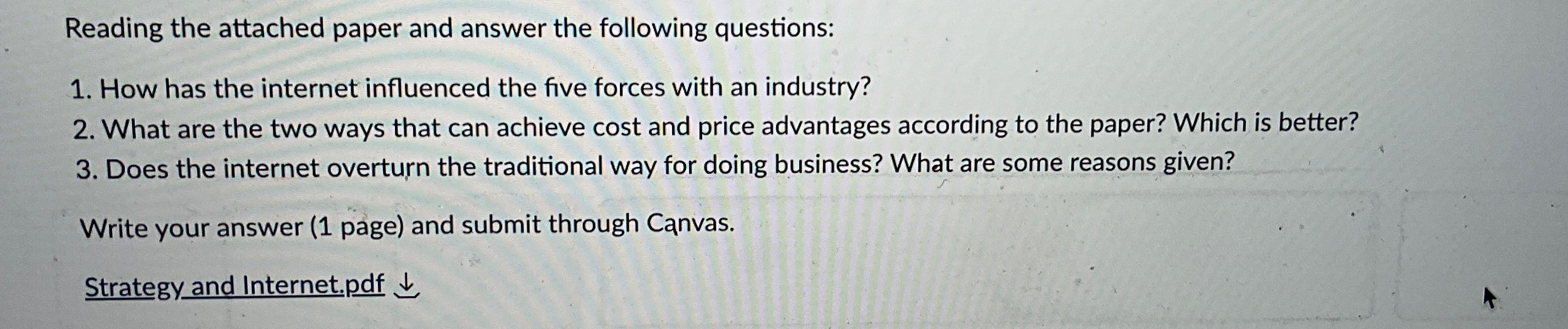 Solved Reading the attached paper and answer the following | Chegg.com