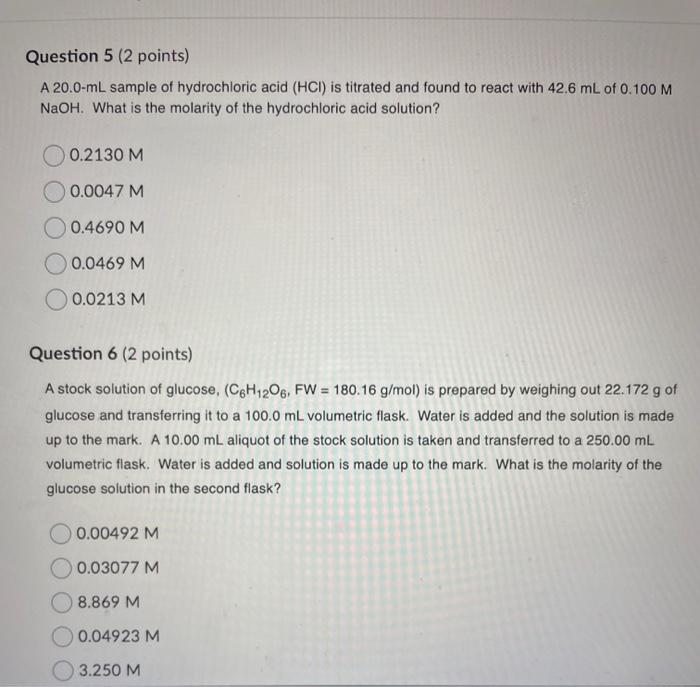 Solved A 20.0-mL sample of hydrochloric acid ( HCl ) is | Chegg.com