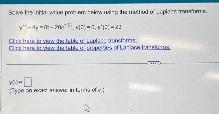 Solved Solve the initial value problem below using the | Chegg.com