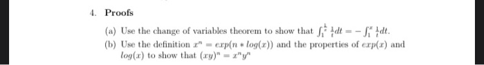 Solved 4. Proofs (a) Use the change of variables theorem to | Chegg.com