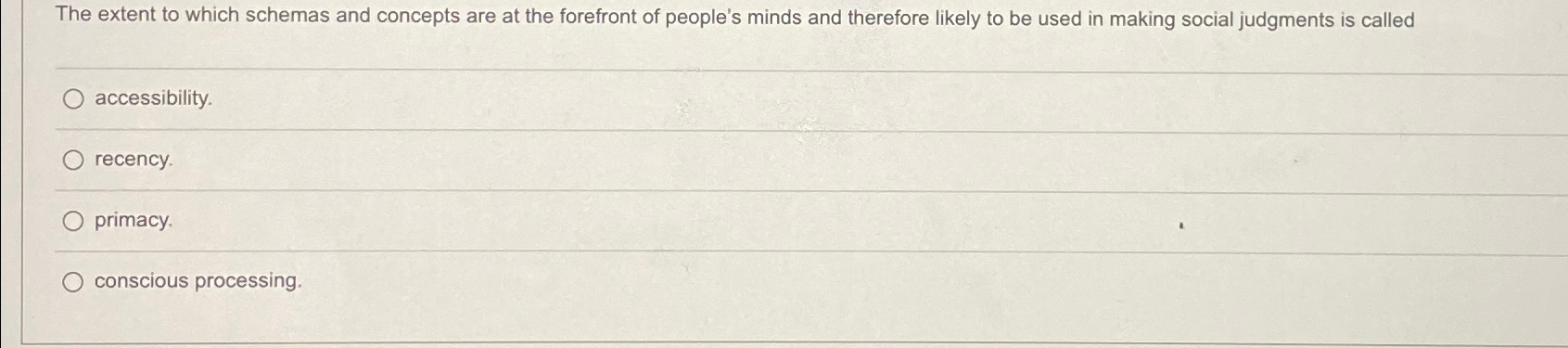 Solved The extent to which schemas and concepts are at the | Chegg.com