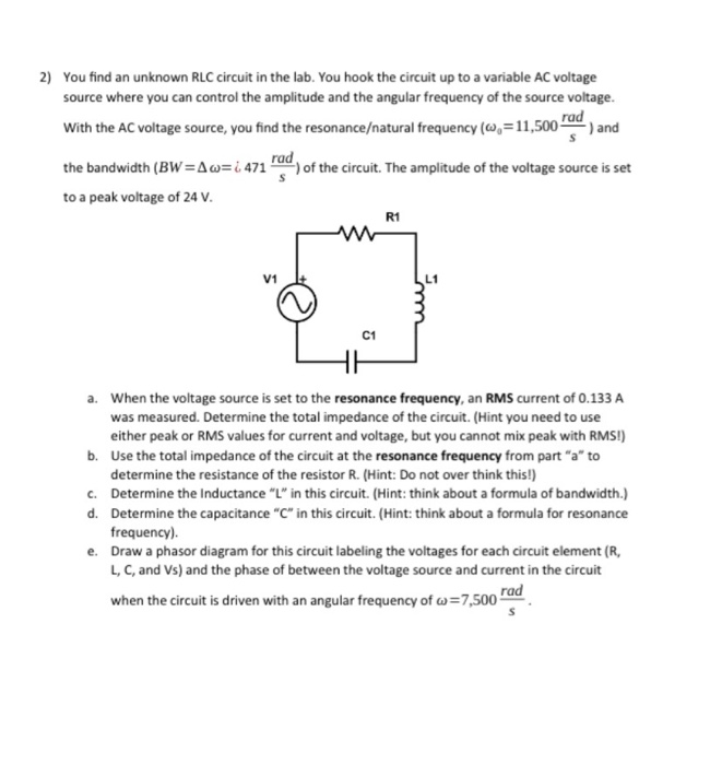Solved 2) You find an unknown RLC circuit in the lab. You | Chegg.com