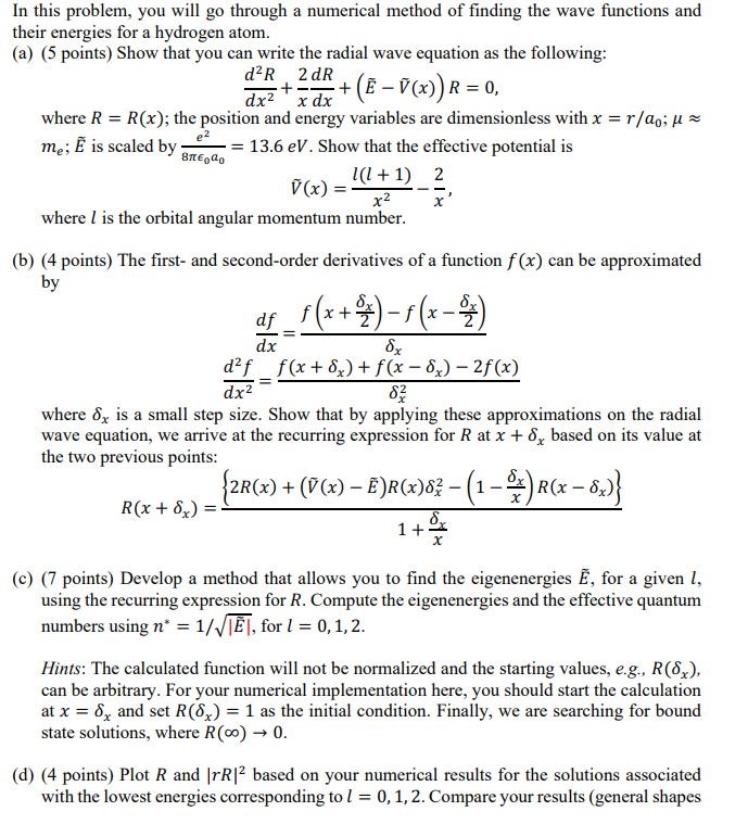 Solved the radial wave equation as the | Chegg.com