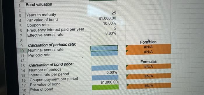 Excel Online Structured Activity: Bond valuation You | Chegg.com