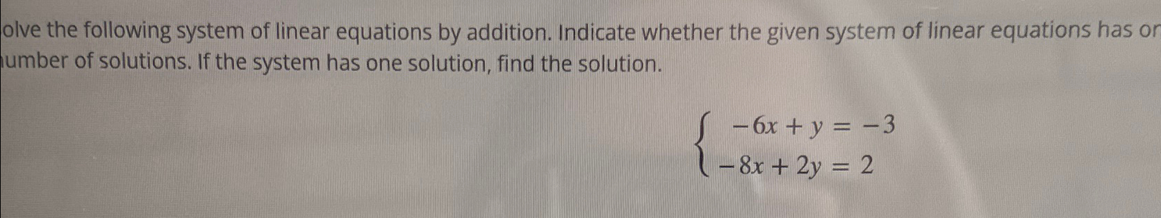 olve the following system of linear equations by | Chegg.com olve the following system of linear equations by | Chegg.com