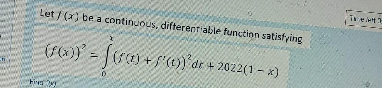 Solved Let Fx ﻿be A Continuous Differentiable Function 