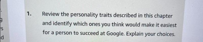 Solved Review the personality traits described in this | Chegg.com