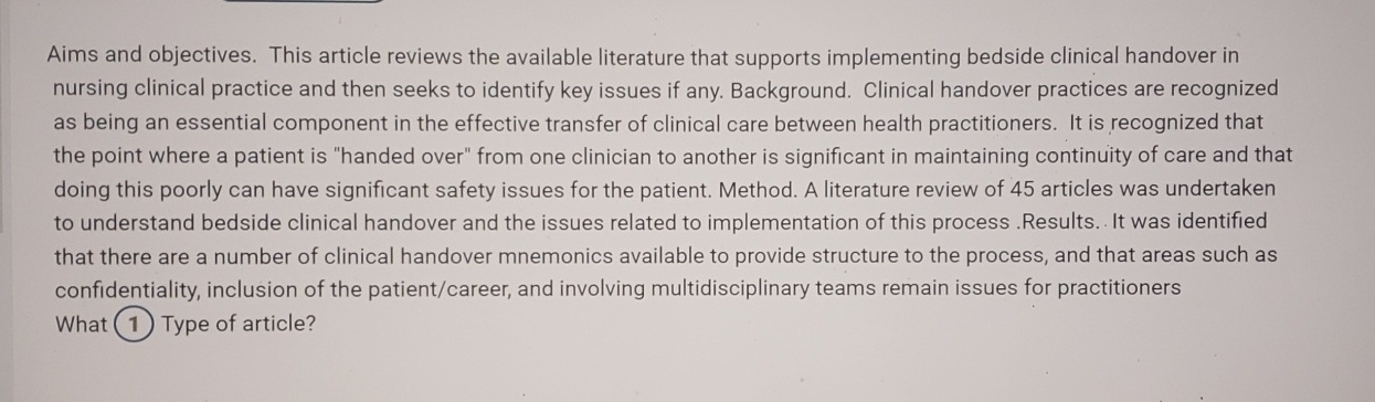 Solved Aims and objectives. This article reviews the | Chegg.com