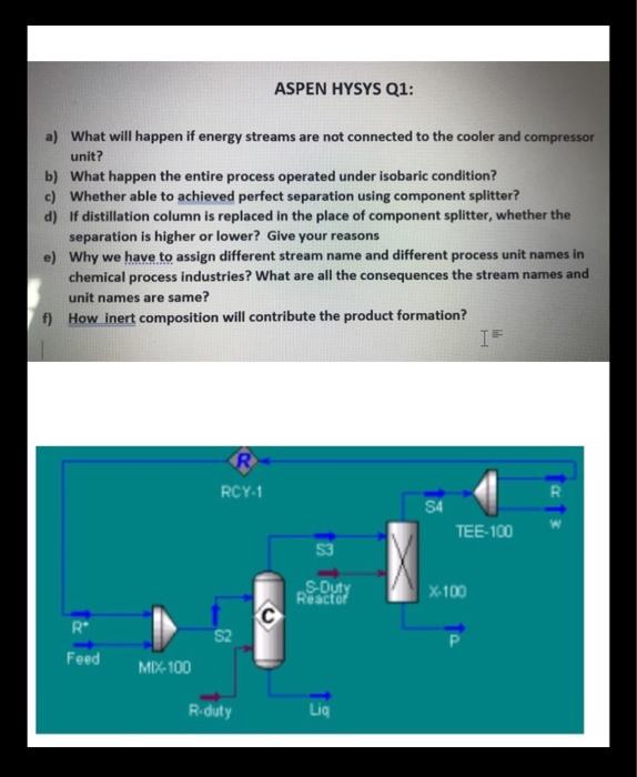 ASPEN HYSYS Q1: a) What will happen if energy streams | Chegg.com