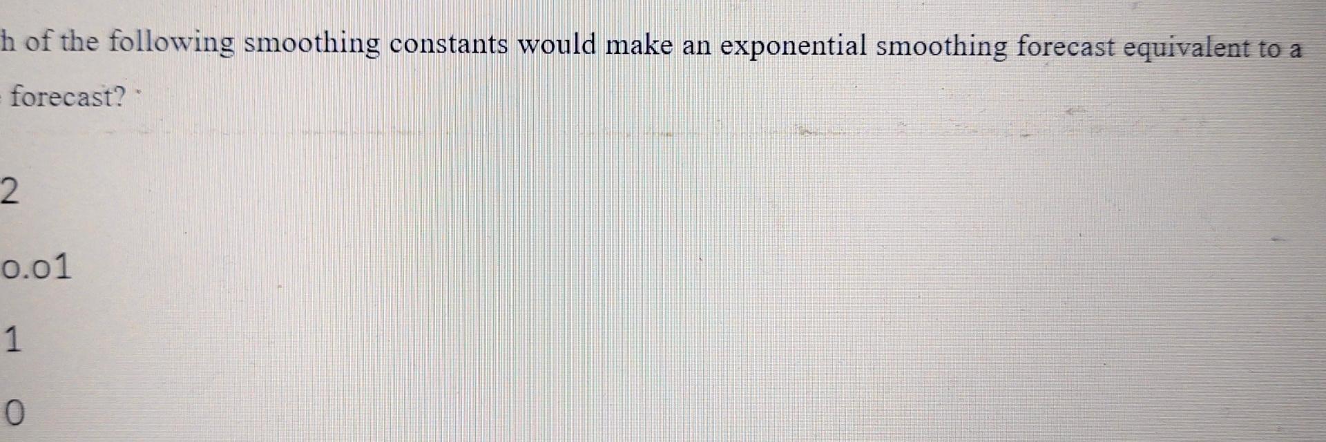 Solved h ﻿of the following smoothing constants would make an | Chegg.com