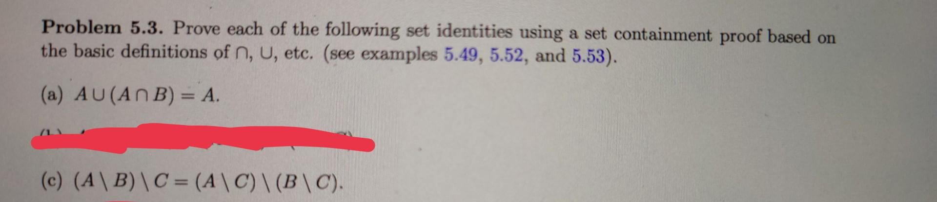 Solved Problem 5.3. Prove each of the following set | Chegg.com