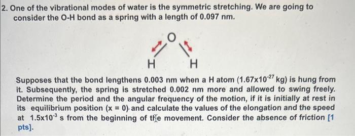 Solved One of the vibrational modes of water is the | Chegg.com