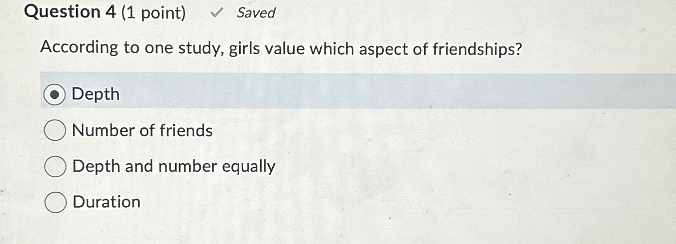 Solved Question 4 (1 ﻿point) ﻿SavedAccording to one study, | Chegg.com