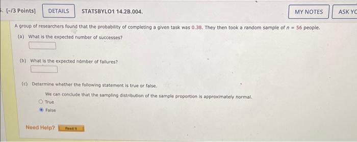 Solved (-/3 points) DETAILS STATSBYLO1 14.23.004. MY NOTES | Chegg.com Solved (-/3 points) DETAILS STATSBYLO1 14.23.004. MY NOTES | Chegg.com