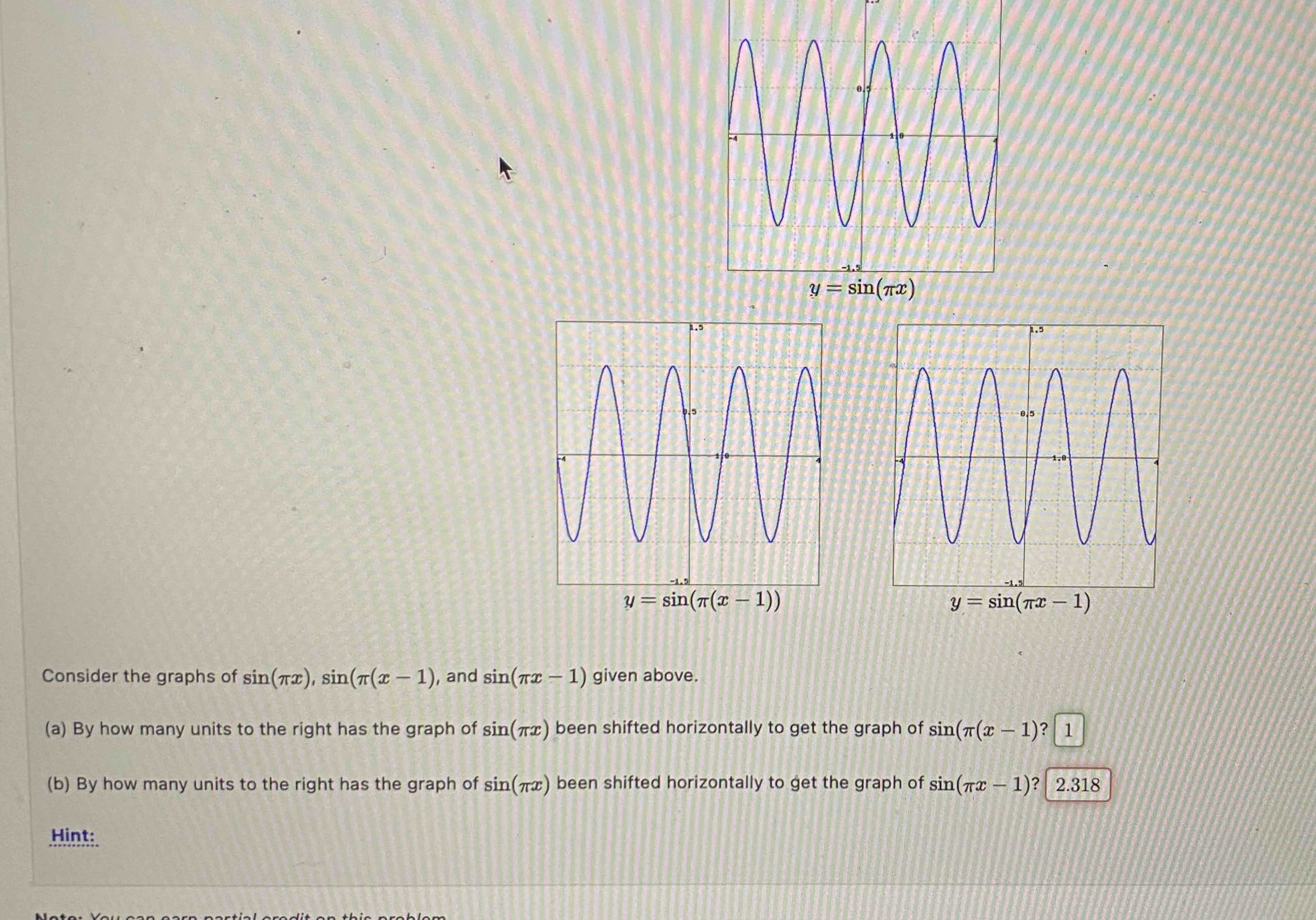 Solved Consider the graphs of , ﻿and sin(πx-1) ﻿given | Chegg.com
