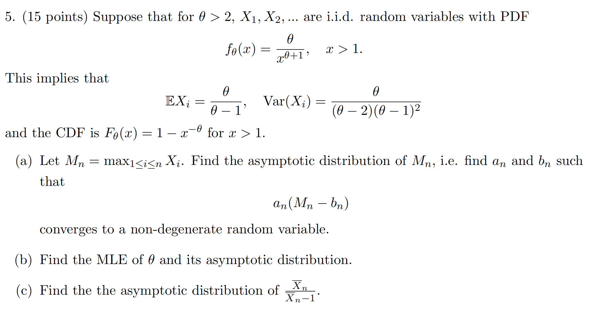 Solved (15 ﻿points) ﻿Suppose that for θ>2,x1,x2,dots are | Chegg.com